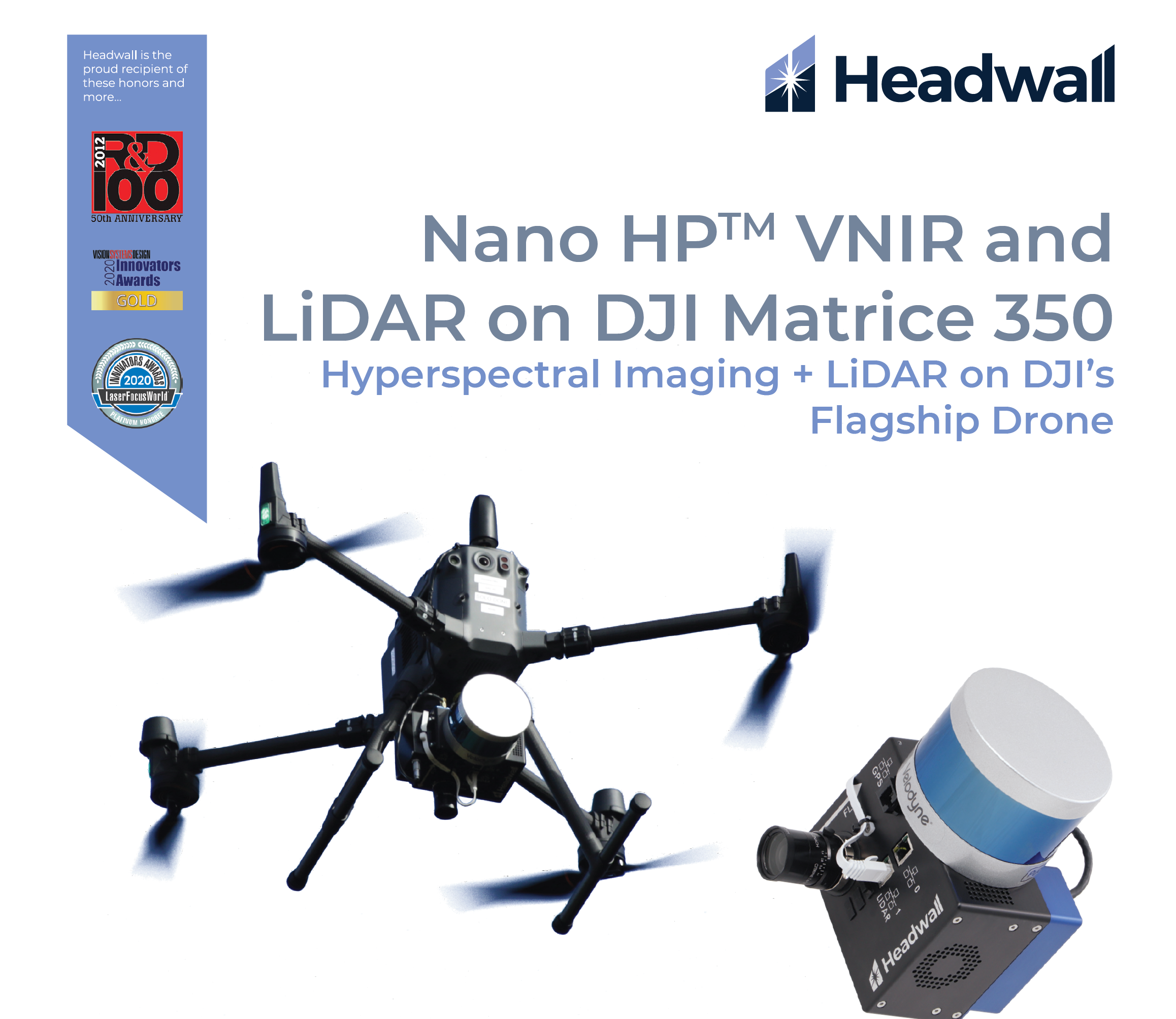 Turnkey Nano HP Airborne Hyperspectral VNIR + LiDAR Packages - Geo-matching