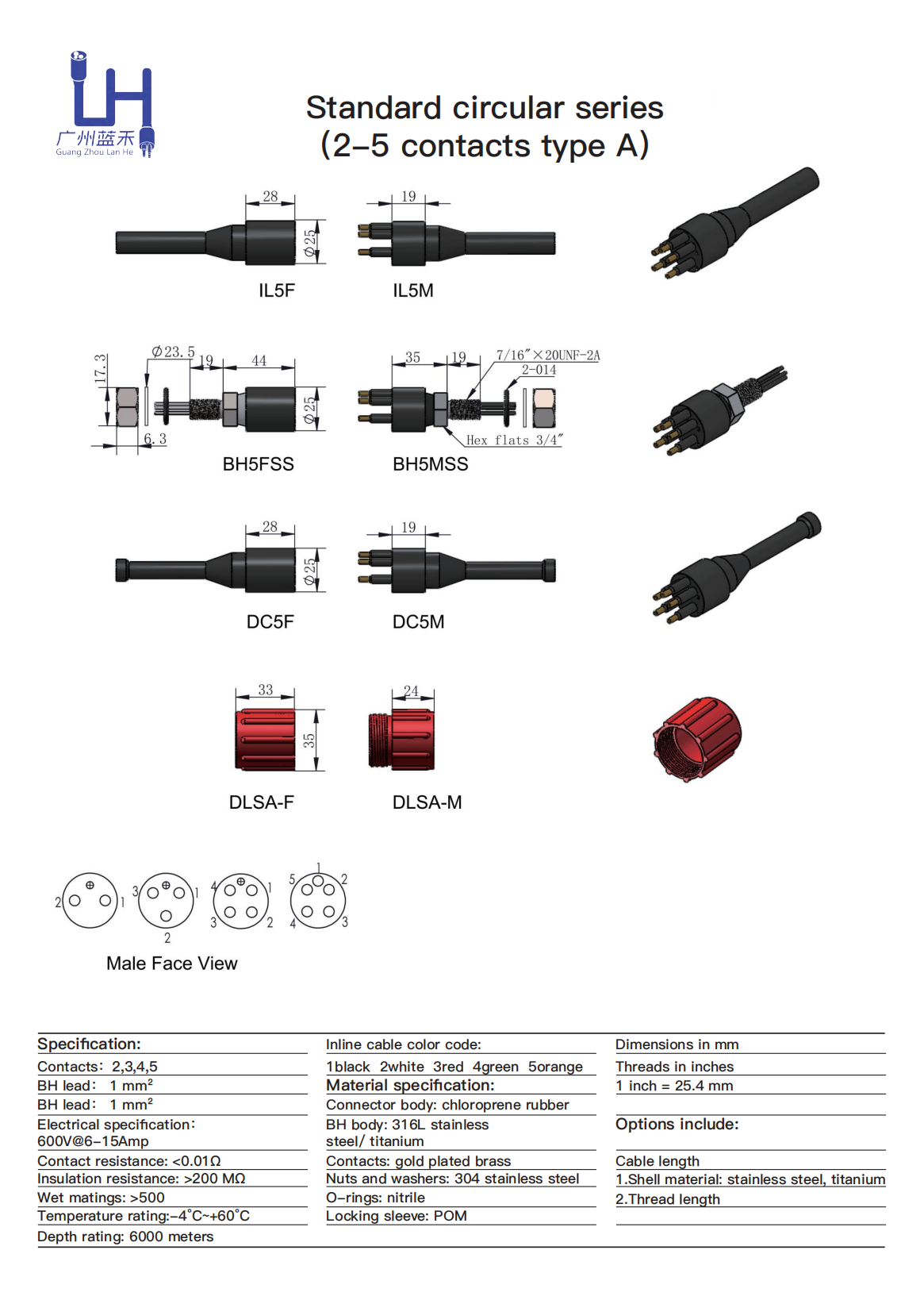 Circular Series 2/3/4/5 Pins Stainless Steel Male Bulkhead Watertight Connector for Deepsea ...