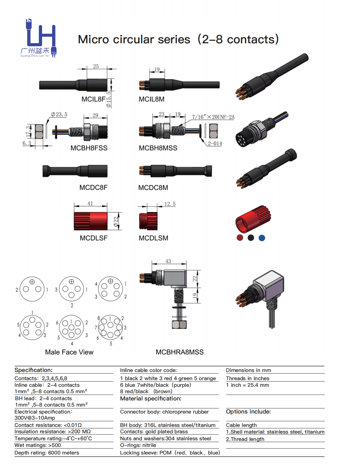 Micro Circular Series 2/3/4/5/6/8 Pins Female Inline Subsea Underwater ...