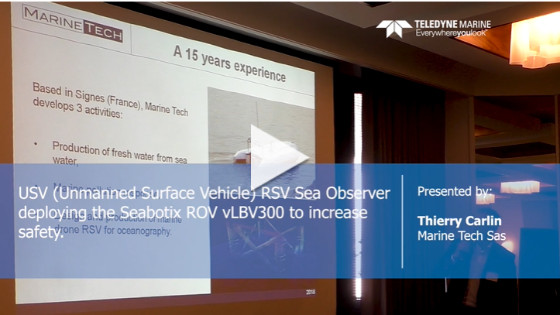 USV (Unmanned Surface Vehicle) RSV Sea Observer deploying the Seabotix ...