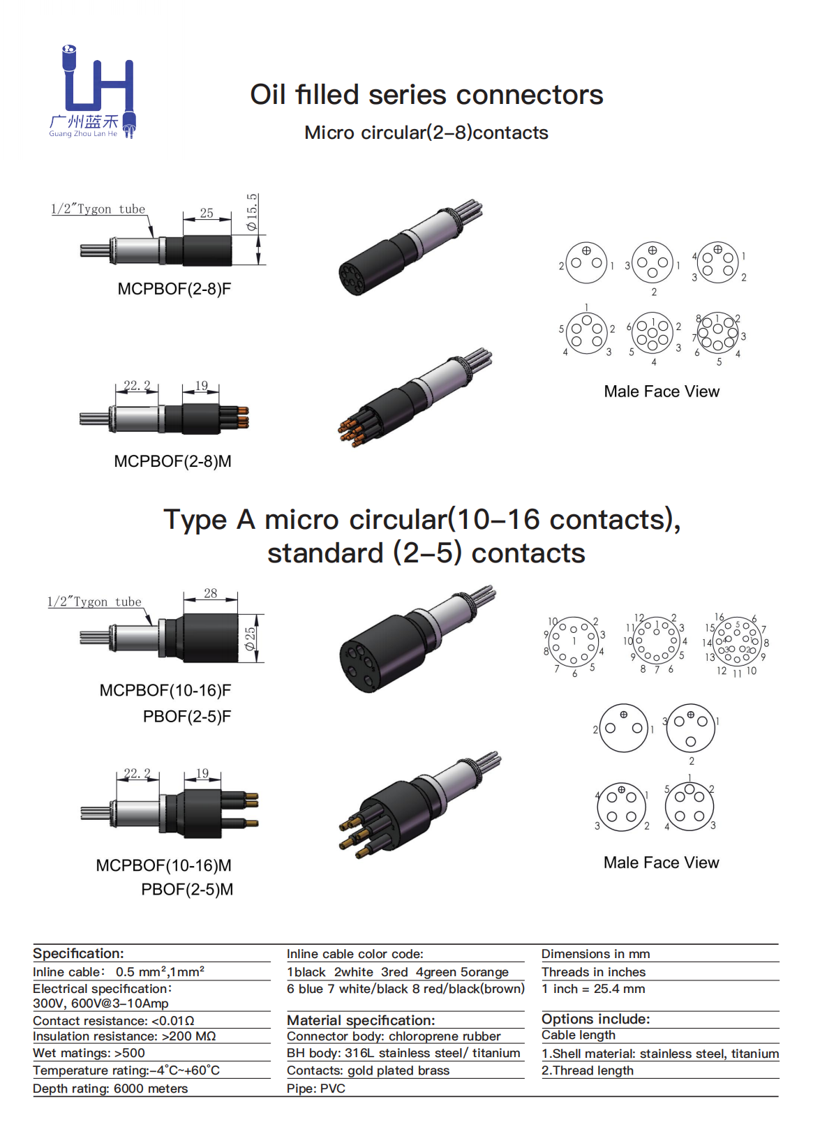 Micro Circular Oil Filled 2/3/4/5/6/8 Pins Underwater Connectors - Geo ...
